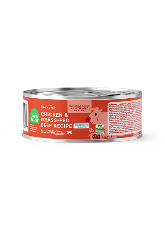 Chicken & Grass-Fed Beef Morsels in Gravy for Cats – Open Farm - Canada