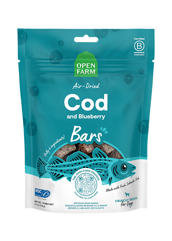 Icelandic Air-Dried Cod & Blueberry Dog Treat Bars – Open Farm - Canada